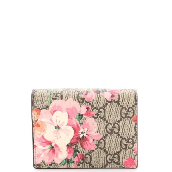 Gucci | Bags | Gucci Flap Card Case Blooms Print Gg Coated Canvas Brown ...